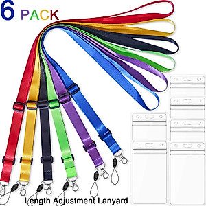 AMUU 6 Pack Lanyards Adjustable Extend Length Lanyard with id Badge Holder for Women Keys Kids Men ID Card Holder Lanyard Cruise Ship Waterproof Credit Card Name tag Holder