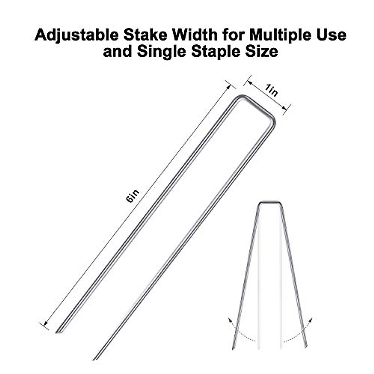 Amagabeli 6 Inch Galvanized Landscape Staples 200 Pack 11 Gauge Garden Stakes Sod Pins Anti-Rust Fence Stakes for Weed Barrier Fabric Ground Cover Dripper Irrigation Tubing Soaker Hose STAPLE001