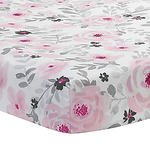 Bedtime Originals Blossom Pink Watercolor Floral 3-Piece Baby Crib Bedding Set