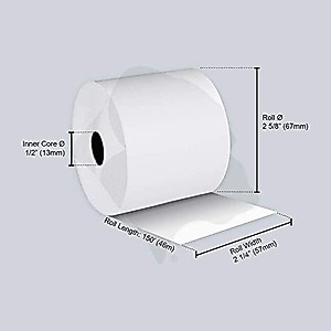 Gorilla Supply 2 1/4 in x 150 ft Bond Paper Rolls, 2.25" x 150' Adding Machine Tape, 1-Ply Receipt Paper Rolls for El-1750 1801 P23, BPA Free, 50 Rolls