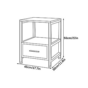 sgzyl 2 Tier Bedside Table with Drawers Side Table Antique Bedside Table with Metal Frame Wood Grain Living Room (Color : E)