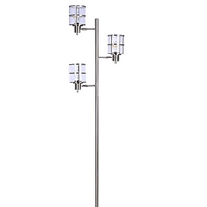 Catalina Lighting 20442-000 Modern 3 Light Floor Lamp with Adjustable Ribbed Glass Shades & Reading Light, 68", Classic Brushed Nickel