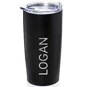 Lifetime Creations Personalized Tumbler with Engraved Name: Custom Coffee Travel Mug with Lid, Tumblers with Names, Christmas Gifts for Employees, Insulated Stainless Steel (Matte Black, 20 oz)
