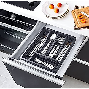 Boxup Adjustable Cutlery Tray Organizer Kitchen Drawer Tray, Large, Expandable from 11 to 21