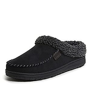 Dearfoams mens Brendan Memory Foam Clog Slipper, Black (Whipstitch), Large Medium US
