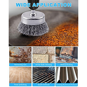 Rocaris 7 Pack Carbon Steel Wire Wheel Brush, Cup Brush, Wheel Brush, Pen Brush Set with 1/4-Inch Round Shank for Rust Removal, Corrosion and Scrub Surface