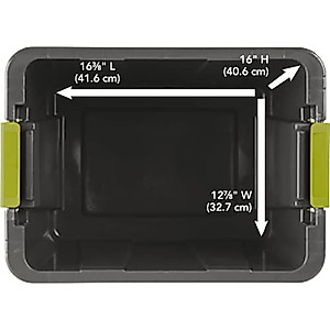 Sterilite Dark Indigo Lid & Base with Titanium Latching Tuff1 Tote, 18 Gallon, Pack of 6