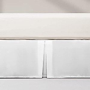 SONIVE Premium Bed Skirt Solid with Pleated Dust Ruffle 15-Inch Drop Easy to Put in Shrink Free and Fade Resistant (White, Queen)