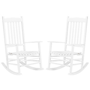 White Patio Rocking Chairs, Outdoor Rocking Chairs, Rocking Chair Wooden Frame Chair Indoor and Outdoor Rocker Porch Rocker for Garden Lawn Balcony Backyard and Patio Porch 24.4"L x 33.86"W x 46.06"H
