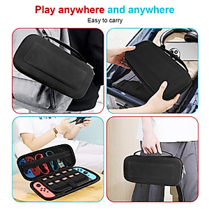 Accessories Kit for Nintendo Switch Games Starter, 2x Steering Wheel, 2x Grip Kit, 1x Travel Carry Case(5 in 1 Black)