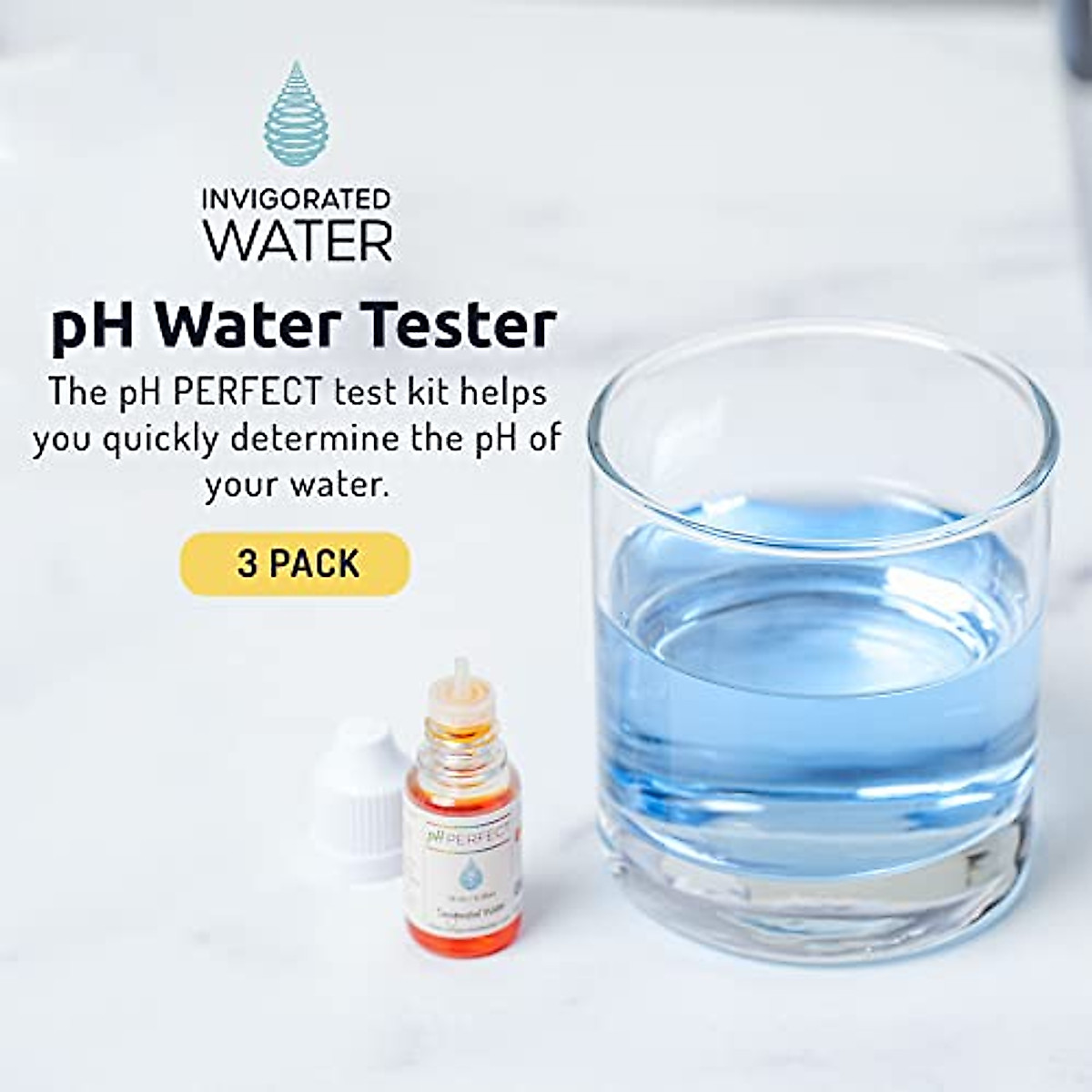 Invigorated Water pH Tester - Measures pH Levels of Water and Saliva - More Accurate Than pH Test Strips - pH Water Tester - pH Level Tester for Water - pH Tester Water Drops - pH Test Kit (3-Pack)