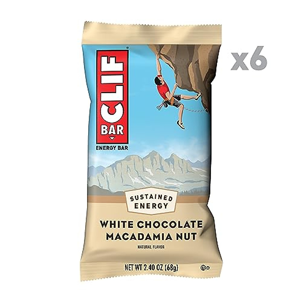Clif Bar - White Chocolate Macadamia Nut Flavor - Made with Organic Oats - 9g Protein - Non-GMO - Plant Based - Energy Bars - 2.4 oz. (6 Pack)