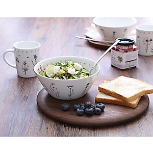 RACHEL BARKER Meadow Flower Porcelain Noodle Salad Bowls 33oz Set of 2