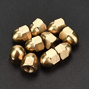Brass Acorn Nut Kit Dome Head Hex Nuts Set Vehicle Fasteners M3- Fix Tires (M6, 20pcs)