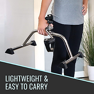 DMI Portable Exercise Bike, Under Desk Bike Pedal Exerciser for Arms or Legs can be used as Workout Equipment or Physical Therapy with Manual Tension Adjuster, Chrome