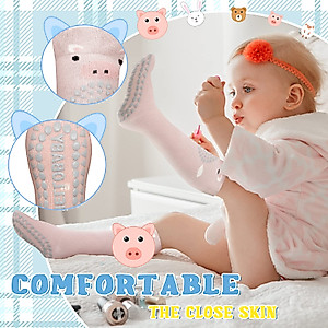 Mepase 5 Pairs Knee High Toddler Grip Socks Non Slip Baby Crawling Socks Anti Skid Crawling Newborn Socks for Boy Girl Infant, 5 Colors