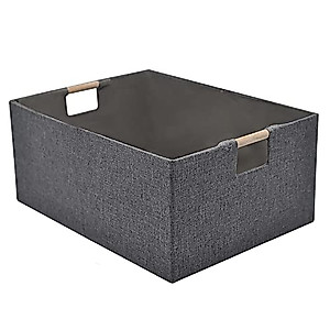 xianshengle Rectangular Storage Bin Durable Baskets for Storage Decorative Collapsible Cube Storage Basket with Sturdy Wood Carry Handles for Cube Sundries Organizing Toys Clothes Office (Grey) Large