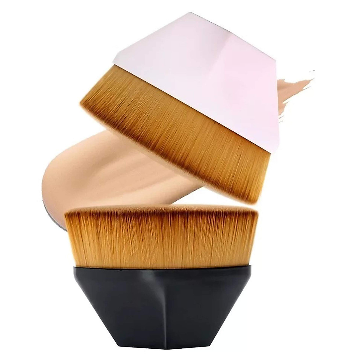 NECOLUCO Women's Foundation Makeup Brush Flat Kabuki Brush for Liquid, Cream and Mineral with Traval Case