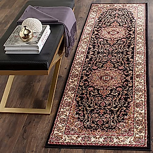 SAFAVIEH Lyndhurst Collection 4' Round Black/Ivory LNH329A Traditional Oriental Non-Shedding Dining Room Entryway Foyer Living Room Bedroom Area Rug