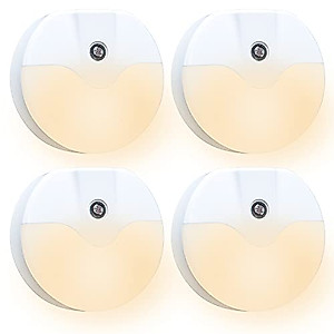 AULTRA Night Light LED Round Night Lights Plug Into Wall - Super Intelligent Dusk to Dawn Sensor Activated, Automated On & Off, Used for Kitchen, Bathroom, Home Improvement, Bedroom – 4 Pack