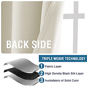H.VERSAILTEX Blackout Curtains Thermal Insulated Window Treatment Panels Room Darkening Blackout Drapes for Living Room Back Tab/Rod Pocket Bedroom Draperies (2 Panels, Ivory/Cream, 42 x 84 Inch)