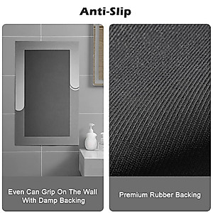 Kmson 2 Piece Bath Mat Set Bathroom Rugs with U-Shaped Mat, Napa Skin Non Slip Ultra Soft and Super Absorbent Diatomite Bath Carpet, Dirt Barrier Quick Dry Floor Door Mat Kitchen Rug Grey