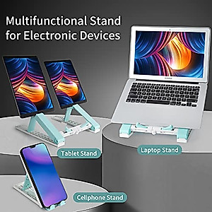 OImaster Laptop Stand Phone Stand Set for Desk, Ergonomic Computer Stand Laptop Riser, Phone and Tablet Stand for Desk, Portable Laptop Elevator Holder Compatible with MacBook, Laptop,Tablet(10-17’’)