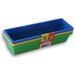 Pencil Trays Colorful Plastic Storage Baskets Mini Bins - Set of 3 - Colors Vary