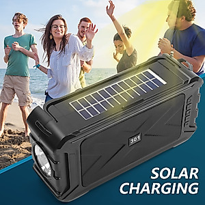 CMXLTECH 301 Portable Bluetooth Speaker with Solar Charge,Wireless Speaker Audio with Outdoor Emergency Flashlight,Longer Playtime Fun Party Light High Power Speaker for Indoor or Outdoor Use