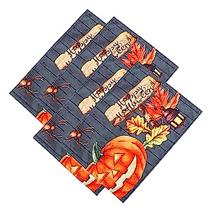 HEMOTON 12 pcs and Orange Pumpkin Party Tablemats Decoration Cloth Mats Decor Pattern Room Nights Dining Home Supplies Pads Mat- Inch X Place for Sunflower Mat Placemats