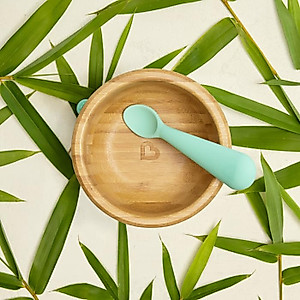 Munchkin® Bambou™ Suction Bowl and Silicone Spoon for Babies and Toddlers, Non-Toxic Bamboo