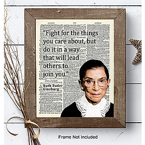 Ruth Bader Ginsburg Wall Art - RBG Motivational Quote Home Decor, Room Decoration for Office, Bedroom - Inspirational Gift for Women, Attorney, Lawyer, Liberal Feminist - Picture Poster Photo Print