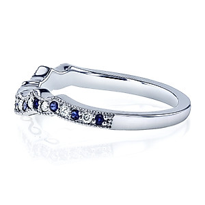 Kobelli 1/5ct TCW Sapphire and Diamond Contour Wedding Ring in 14k White Gold - Size 7
