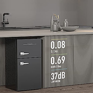 3.0 Cu.Ft Compact Refrigerator with 2 Doors, Mini Fridge with Freezer, 37dB Quiet, 7-Settings Mechanical Thermostat, LED Lights, Small Refrigerator for Bedroom Office, Dorm or Garage, Black