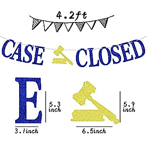Glitter Case Closed Banner - Congrats Lawyer Bunting Sign - 2022 Law School / College Graduation Party Decorations Supplies(Blue and Gold)