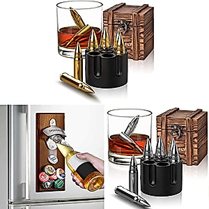 Gifts for Men Dad, Christmas Stocking Stuffers, Whiskey Stones,Wall Mounted Magnetic Bottle Opener,Unique Anniversary Birthday Gift Idea for Him Husband Boyfriend