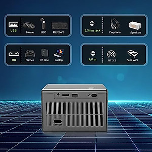 Transpeed Projector 300ANSI Android 10.0 Support 4K include Bracket 12000 lumens BT5.2 1280*720P Home Theater Outdoor Projetor Compatible with Android/iOS/Windows/TV Stick/HDMI/USB