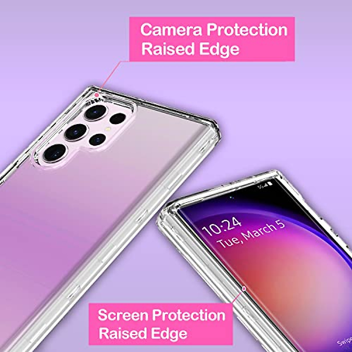 Coolwee Crystal Clear Full Protective Case for Galaxy S23 Ultra - 6.8" Heavy Duty Hybrid 3 in 1 Rugged Shockproof Women Girls for Samsung Galaxy S23 Ultra 6.8 inch Transparent