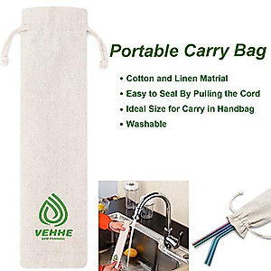 VEHHE Metal Straws Drinking Straws 10.5" Stainless Steel Straws Reusable 8 Set - Ultra Long Rainbow Color-Cleaning Brush for 20/30 Oz for Yeti