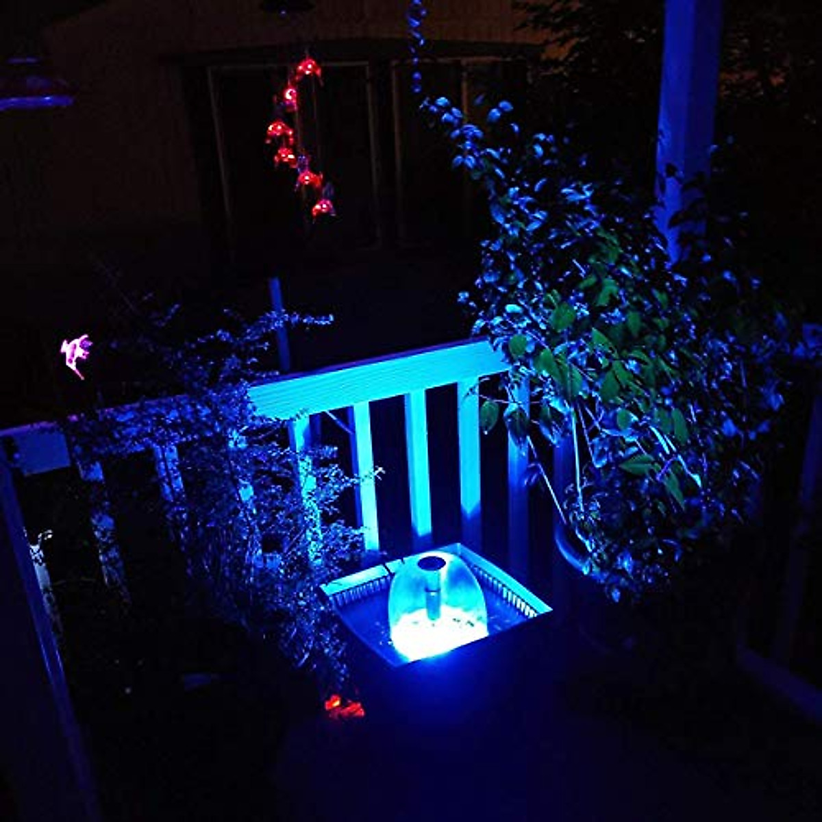 COODIA 730GPH Submersible Pump Fountain with RGB Color Changing Ring Water Patterns Decoration Garden Pond Landscape 2800L/H, 110V/55W