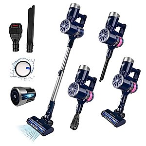 Filter Queen Cordless Vacuum Cleaner, 6-in-1 Stick Vac with Powerful Suction, Touch Screen LED Controls, Detachable Battery, for Quick Cleaning Hard Floor, Carpet, Pet Hair
