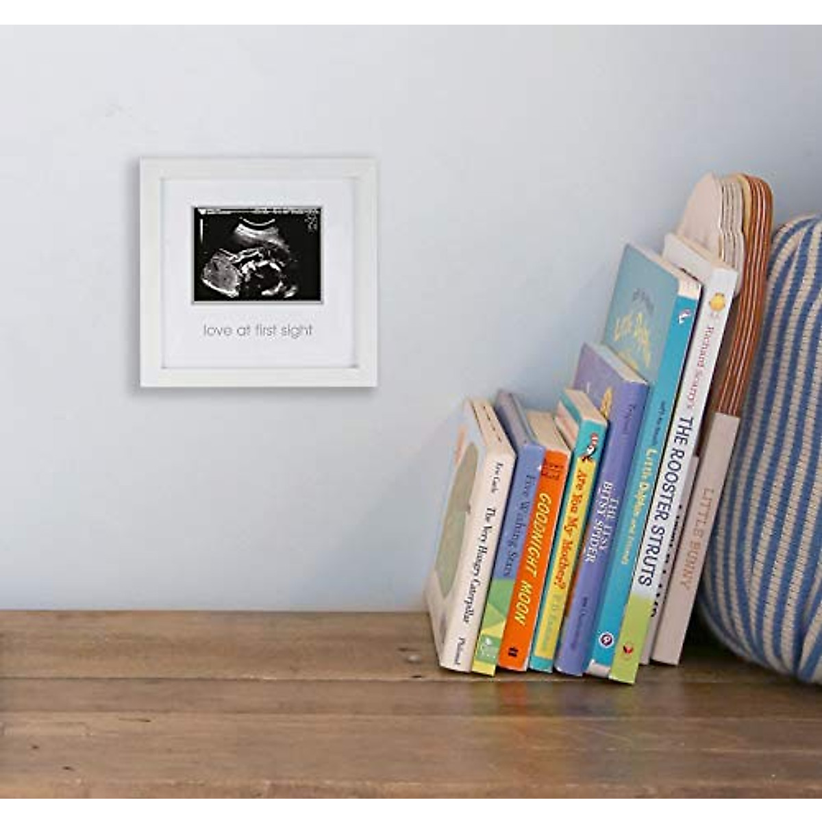 Pearhead Love at First Sight Sonogram Picture Frame, Pregnancy Ultrasound Keepsake Photo Frame, Gender-Neutral Baby Nursery Décor, 4x3 Photo, White