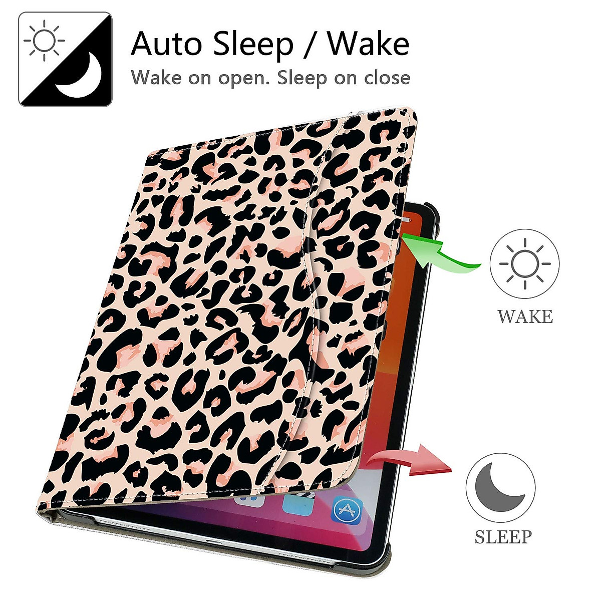 Hepix iPad Pro 12.9 Case 2022 2021 2020 2018 Leopard Print Cheetah iPad 6th 5th 4th 3rd Gen with Pencil Holder, Multi-Angle Pocket Slim Folio Stand Protective Cover Auto Sleep Wake