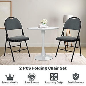 S AFSTAR 2 Pack Folding Chair with Padded Seat, Metal Steel Folding Chairs with Upholstered Seat & Portable Handle, Portable Foldable Chairs for Home & Office, Reception Room Church Wedding Events