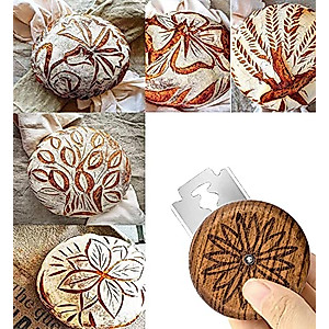 Wood Bread Lame Slashing Cutter Tool, Bamboo Hand Crafted Dough Sourdough Scoring Knife Making Slasher Lame Bread Tool for Bread Bakers with 5 Replaceable Razor Blades and Storage Cover (Sunflower)