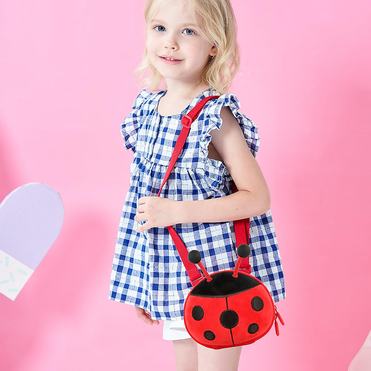 Supercute 3D Cartoon Kids Girls Ladybug Purse for Toddler Kids Crossbody Bags, Red, 6.35.53.9inch