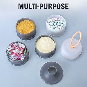 Accmor 2pcs Formula Dispenser On The Go, Stackable Portable Formula Container to Go, Non-Spill BPA Free Milk Powder Baby & Kids Snack Containers, Grey