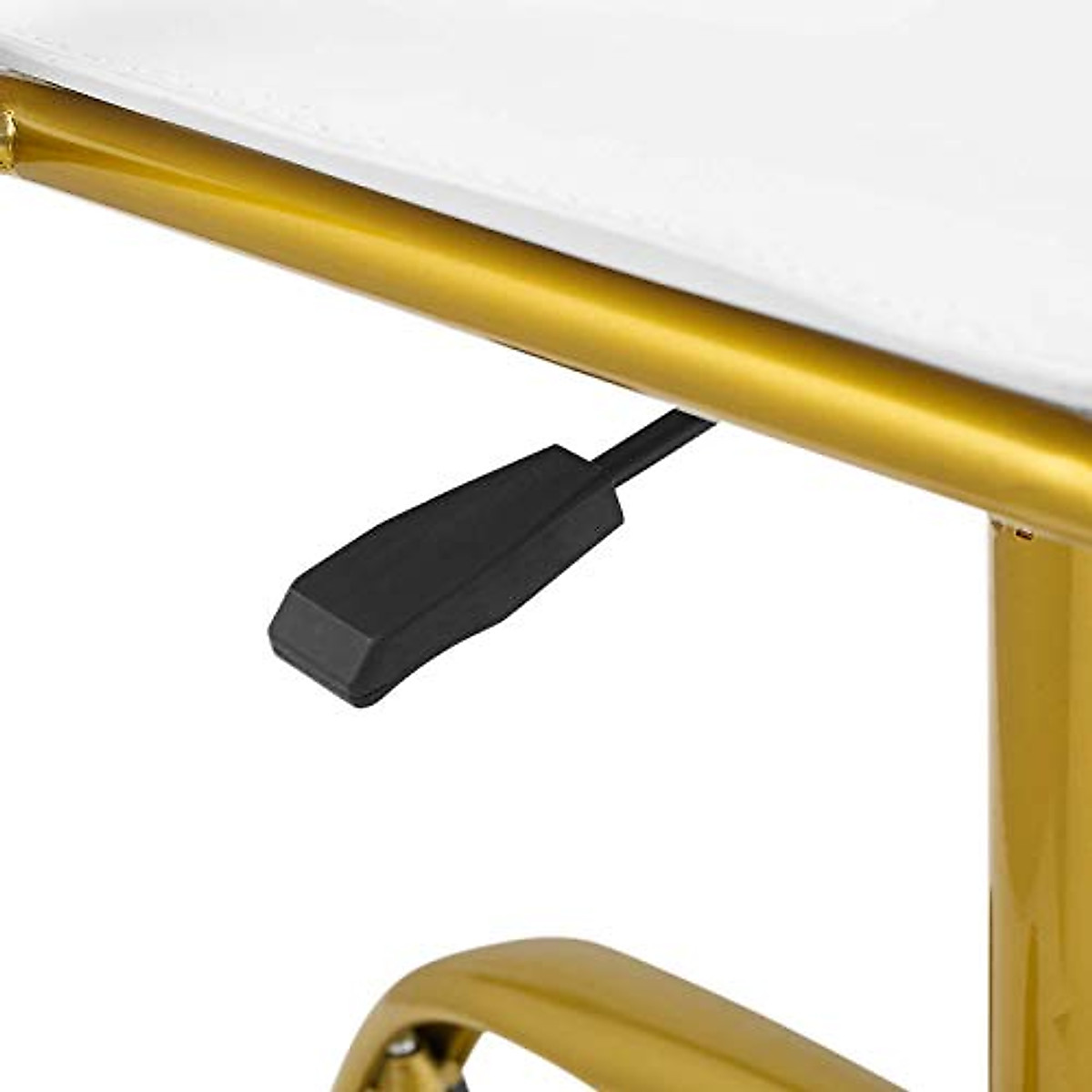 Modway Fuse Webbed Back Faux Leather and Gold Metal Adjustable Office Chair, White