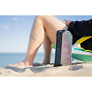 Altec Lansing HydraBoom Bluetooth Speakers, USB Type-C Rechargeable Waterproof Portable Speaker Wireless Phone Charget, Stereo Speaker with LED Lights, Floats in Water, 16 Hour Playtime (Black)