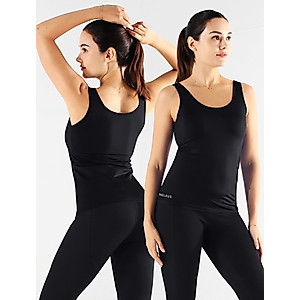 NELEUS Women's 3 Pack Running Compression Tank Top with Bra,8087,black/grey/white,X-Large